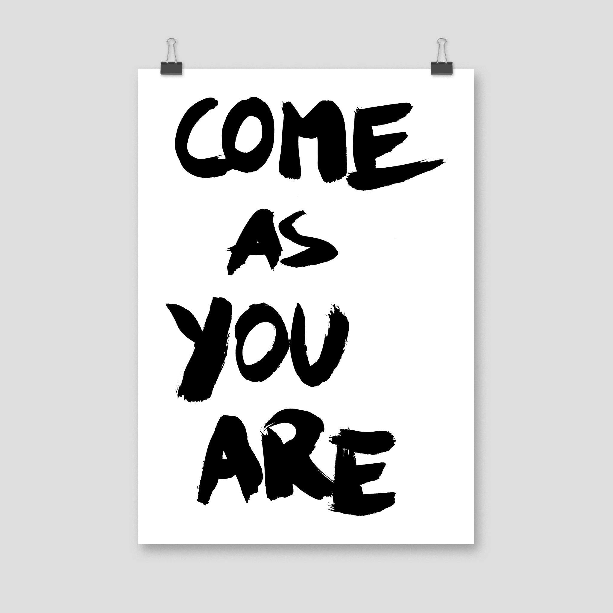 Come As You Are, Poster, White – Pop Music Wisdom